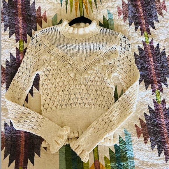 Zara | Sweaters | Zara Ivory Knitted Cottagecore Sweater | Poshmark